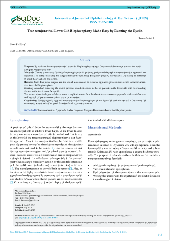 (PDF) Transconjunctival Lower Lid Blepharoplasty Made Easy by Everting ...
