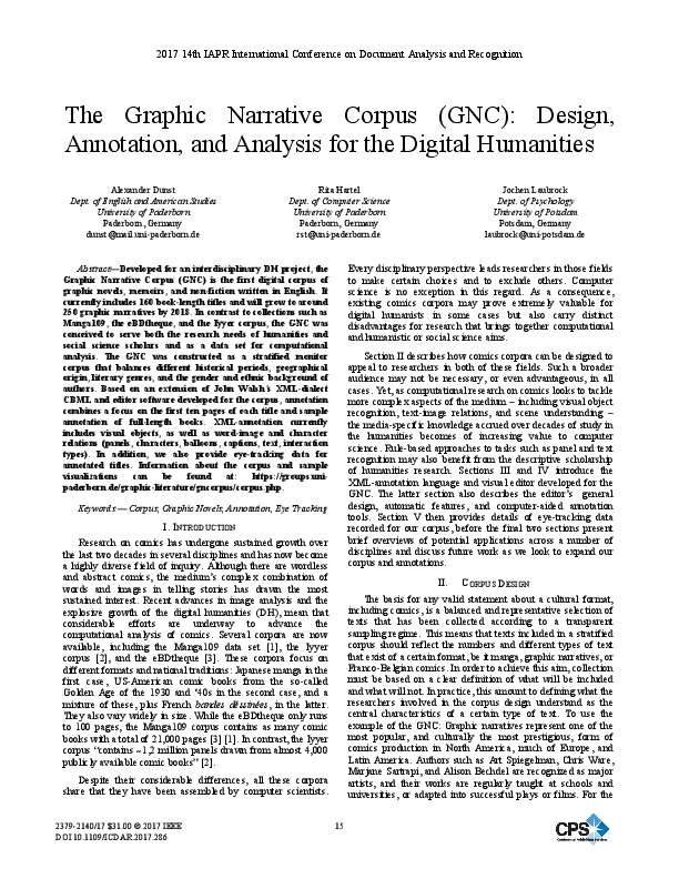 (PDF) The Graphic Narrative Corpus (GNC): Design, Annotation, and ...