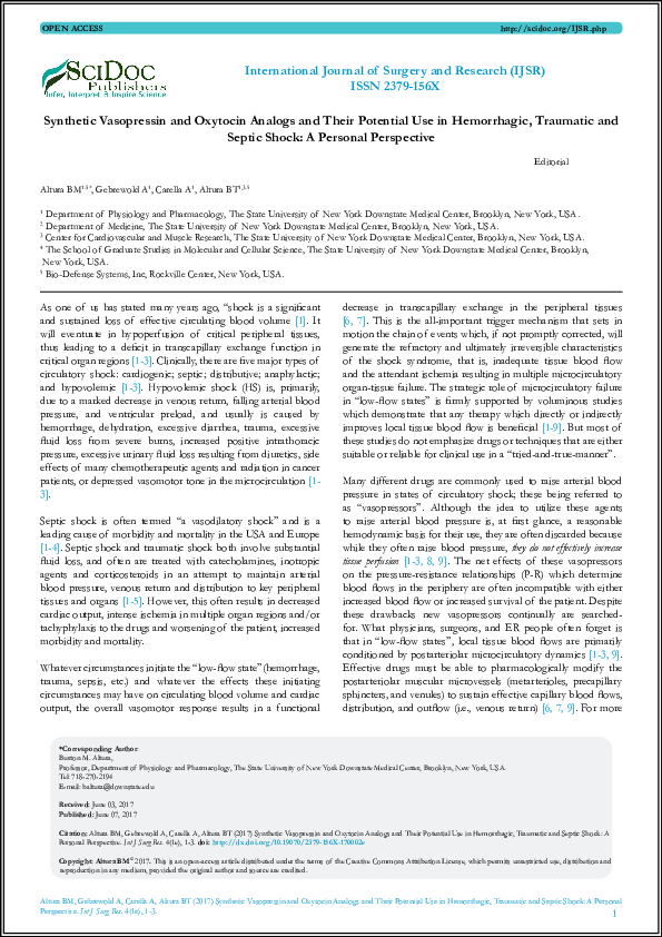(PDF) Synthetic Vasopressin and Oxytocin Analogs and Their Potential Use in Hemorrhagic ...