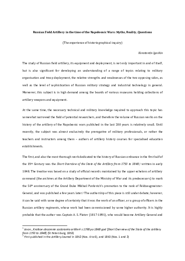 (PDF) Napoleonic Artillery | Stephen Summerfield - Academia.edu