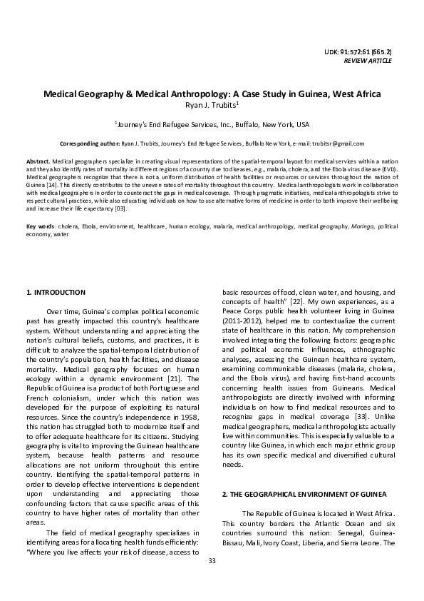 (PDF) Medical Geography & Medical Anthropology: A Case Study in Guinea ...