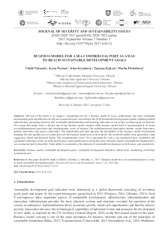 (PDF) BUSINESS MODEL FOR A SEA COMMERCIAL PORT AS A WAY TO REACH ...