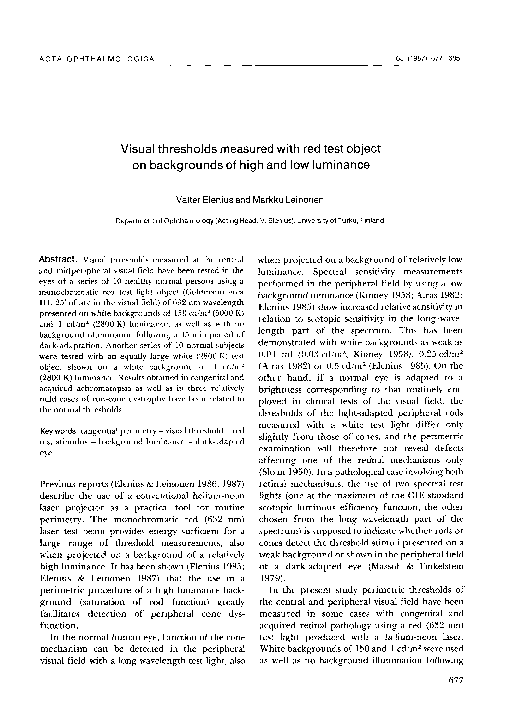 (PDF) Visual thresholds measured with red test object on backgrounds of ...