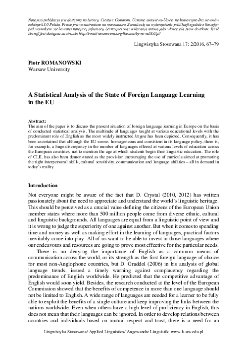 (PDF) A Statistical Analysis of the State of Foreign Language Learning ...