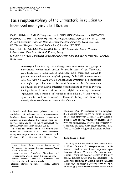 (PDF) The symptomatology of the climacteric in relation to hormonal and ...