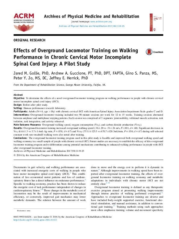 (PDF) Effects of Overground Locomotor Training on Walking Performance ...