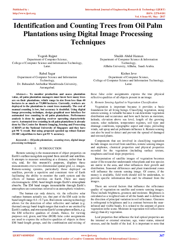 (PDF) Identification and Counting Trees from Oil Palm Plantations using ...