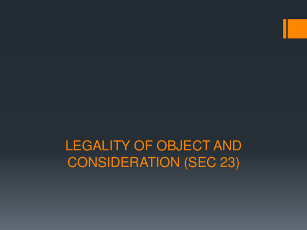 (PPT) Legality of object Consideration