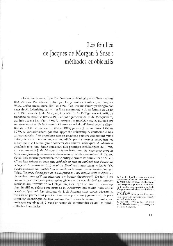 (PDF) "Les fouilles de Jacques de Morgan à Suse : méthodes et objectifs ...