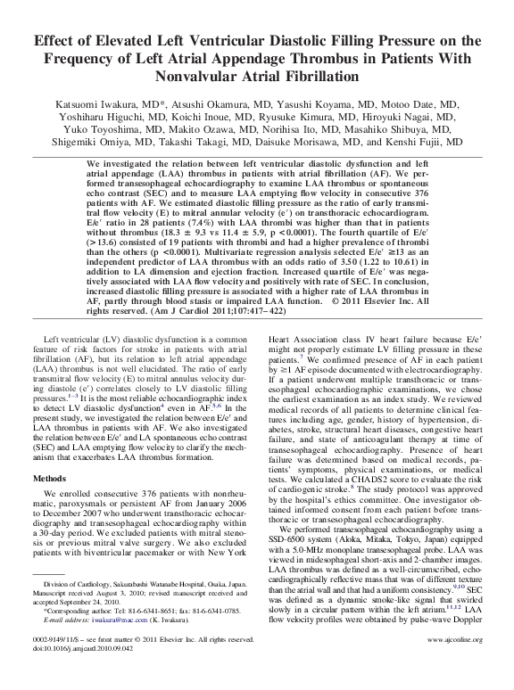 (PDF) Effect of Elevated Left Ventricular Diastolic Filling Pressure on ...