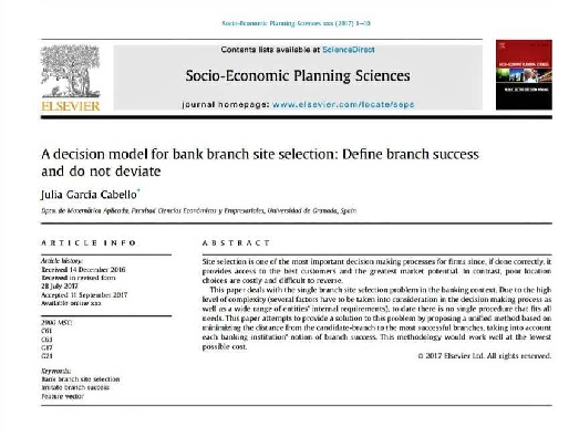 (PDF) A decision model for bank branch site selection: Define branch ...