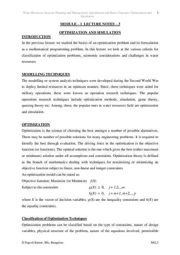 (PDF) Water Resources Systems Planning and Management: Introduction and Basic Concepts ...