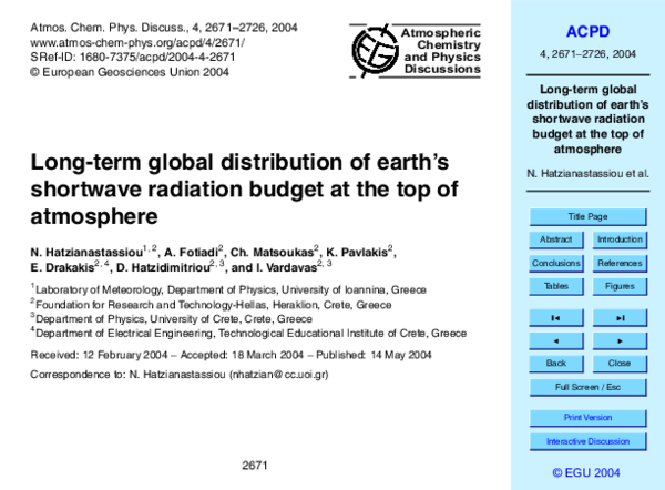 (PDF) Long-term global distribution of earth's shortwave radiation ...