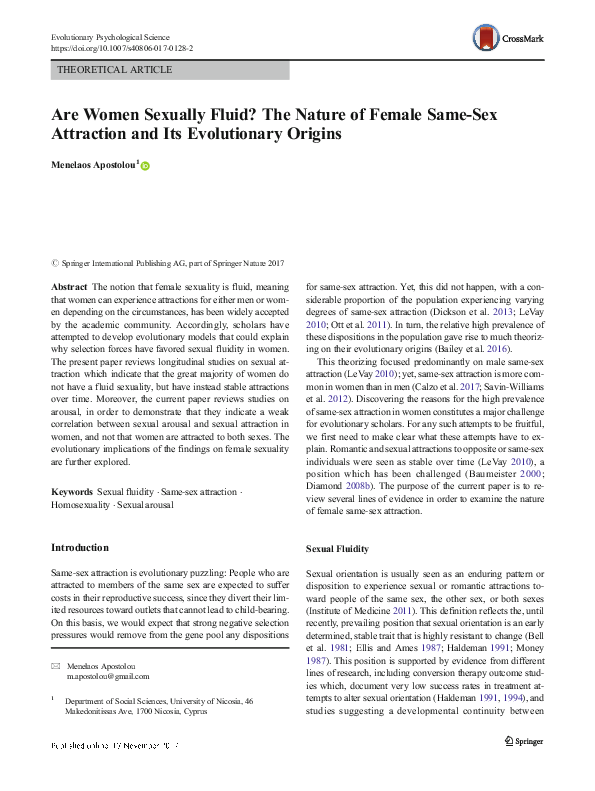 (PDF) Are Women Sexually Fluid? The Nature of Female Same-Sex ...