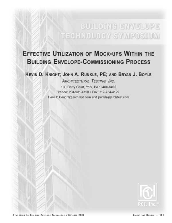 (PDF) EFFECTIVE UTILIZATION OF MOCK-UPS WITHIN THE BUILDING ENVELOPE ...
