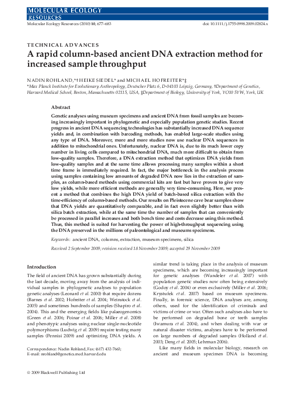 (PDF) A rapid column-based ancient DNA extraction method for increased ...