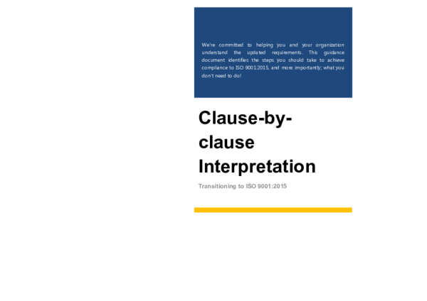 (PDF) Clause-by- clause Interpretation Transitioning to ISO 9001:2015