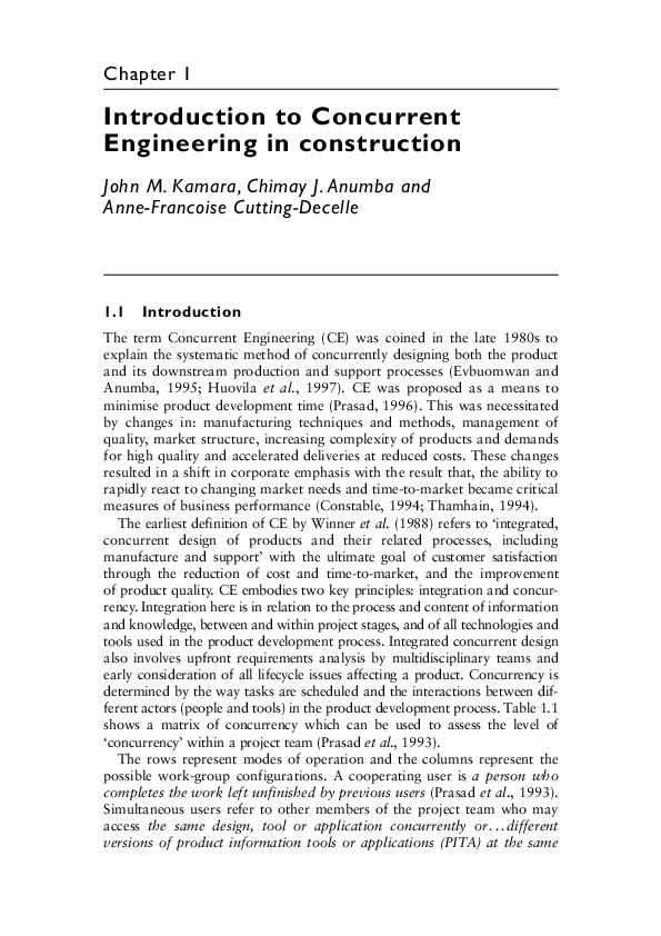 (PDF) Introduction to Concurrent Engineering in construction