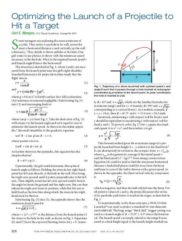 (PDF) Optimizing the launch of a projectile to hit a target