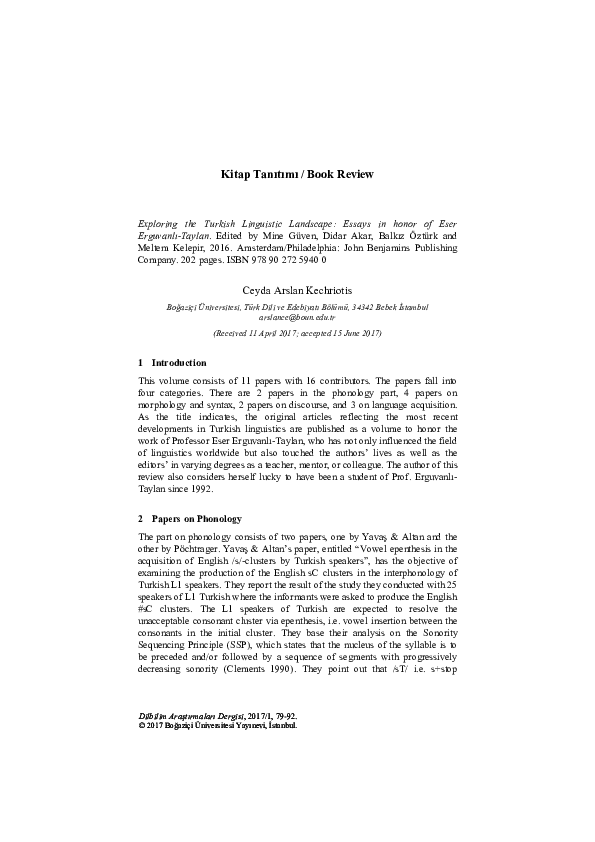 (PDF) Book review-Kitap tanıtımı/Exploring the Turkish Linguistic ...