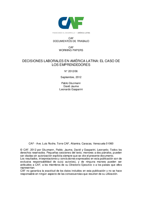 (PDF) CAF DOCUMENTOS DE TRABAJO CAF WORKING PAPERS