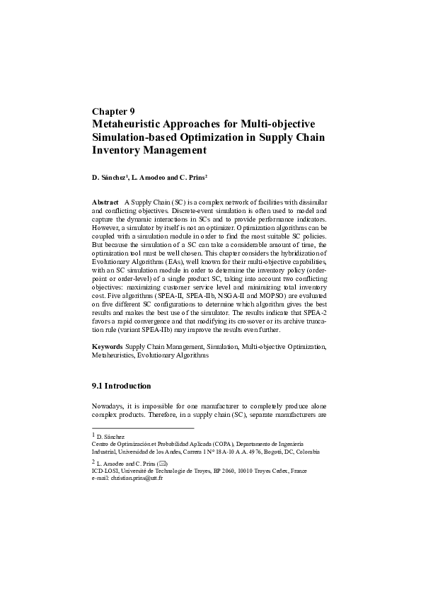 Pdf Meta Heuristic Approaches For Multi Objective Simulation Based