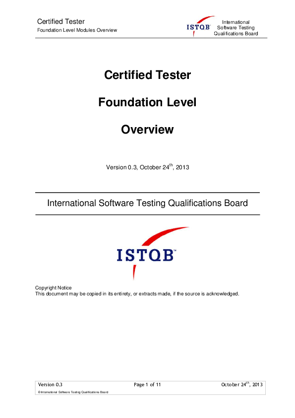 (PDF) Certified Tester Foundation Level Modules Overview International ...