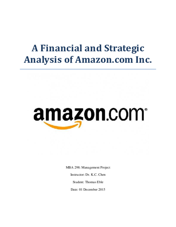 (PDF) A Financial and Strategic Analysis of Amazon.com Inc