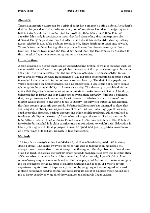(DOC) Nutrition essay