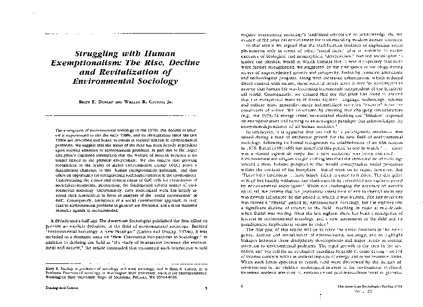(PDF) Struggling with human exemptionalism: The rise, decline and ...