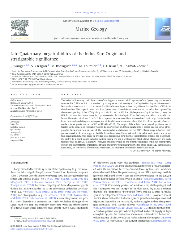 (PDF) Late Quaternary megaturbidites of the Indus Fan: Origin and ...