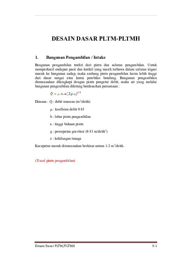 (DOC) DESAIN DASAR PLTM-PLTMH