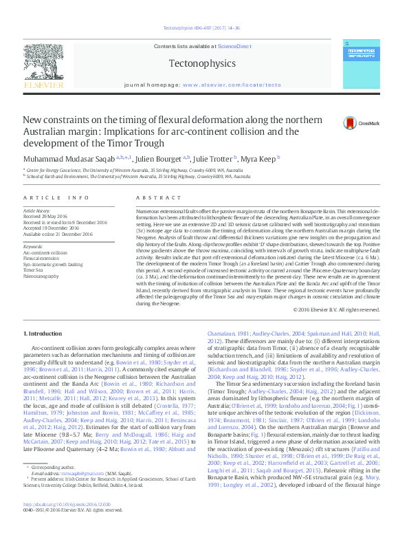 (PDF) New constraints on the timing of flexural deformation along the ...