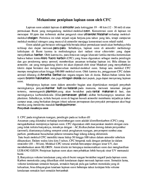 (DOC) Mekanisme penipisan lapisan ozon oleh CFC