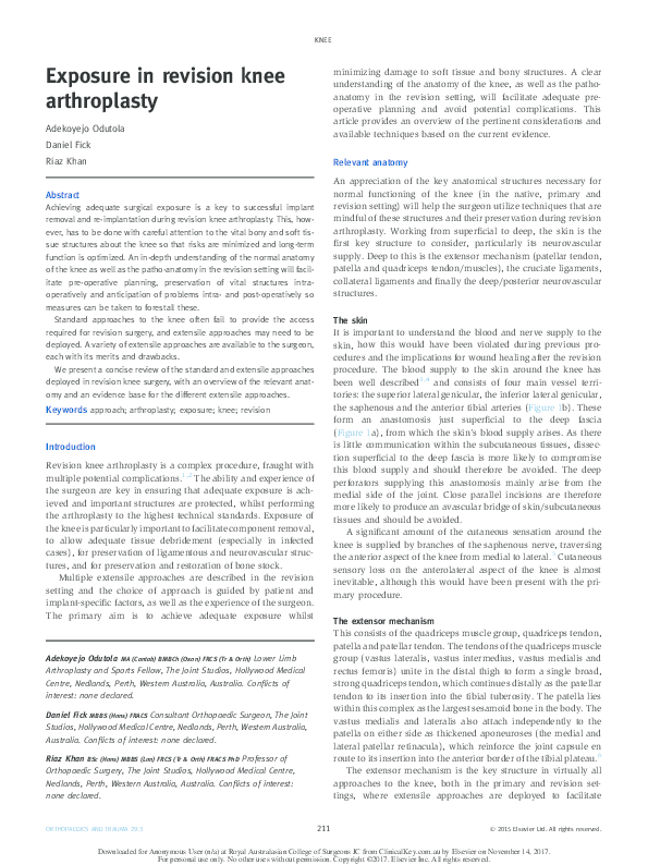 (PDF) Exposure in Revision Knee Arthroplasty