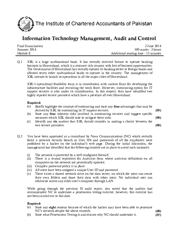 (PDF) Information Technology Management, Audit and Control Final ...