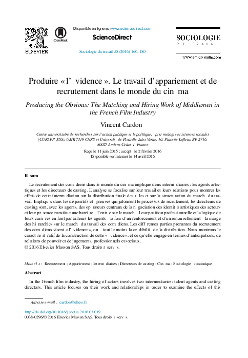 (PDF) Produire « l’évidence ». Le travail d’appariement et de ...