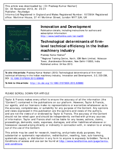 (PDF) Technological determinants of firm- level technical efficiency in ...