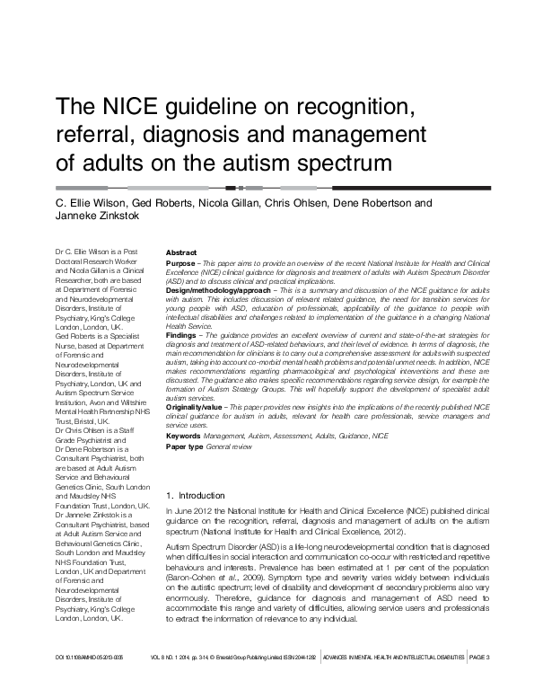 (PDF) The NICE guideline on recognition, referral, diagnosis and ...