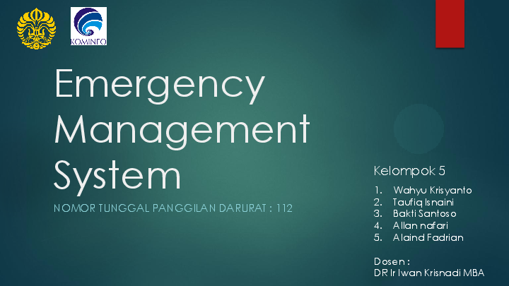 (PDF) Emergency Management System NOMOR TUNGGAL PANGGILAN DARURAT : 112