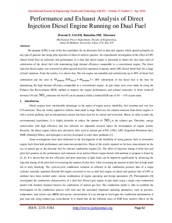 (PDF) Performance and Exhaust Analysis of Direct Injection Diesel ...