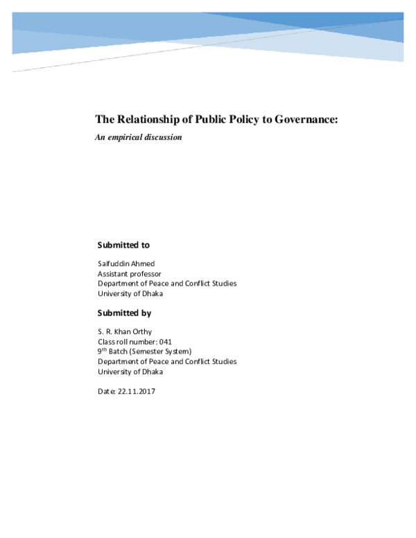 (PDF) The Relationship of Public Policy to Governance