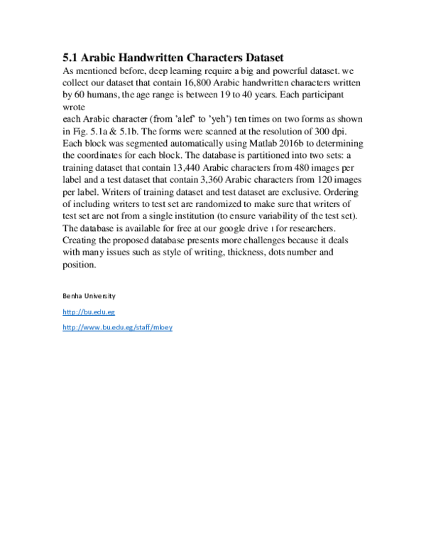 Arabic Handwritten Characters Dataset Arabic Characters | IEEE