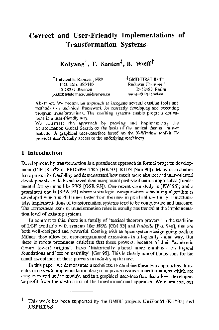Pdf Correct And User Friendly Implementations Of Transformation Systems Thomas Santen