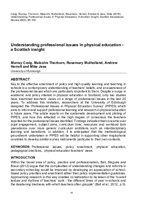 (PDF) Understanding professional issues in physical education - a ...