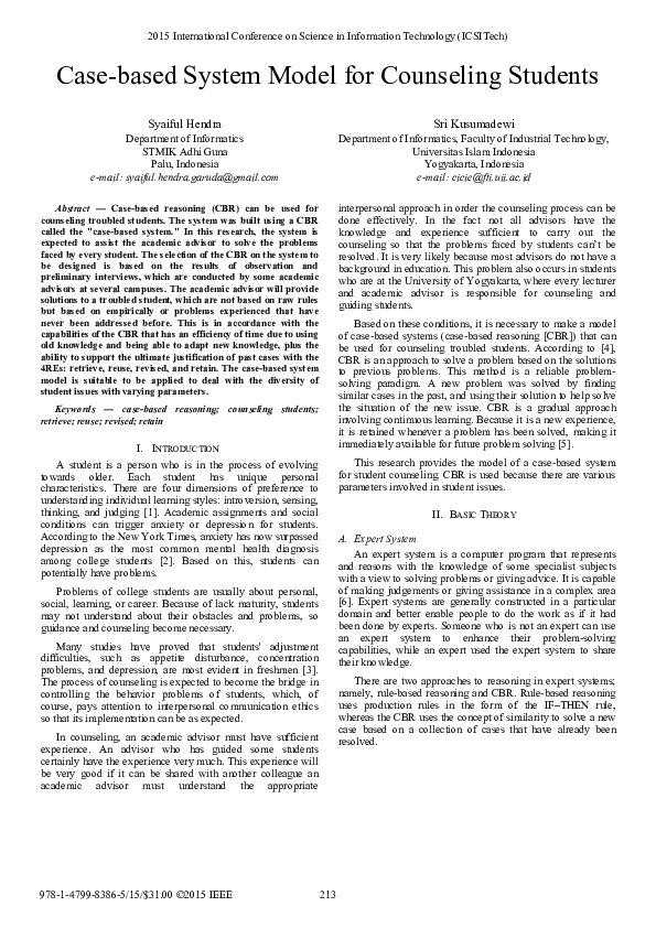 (PDF) Case-based System Model for Counseling Students