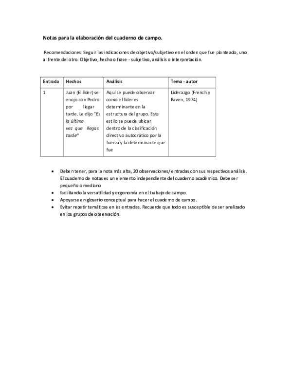(DOC) Notas para la elaboración del cuaderno de campo