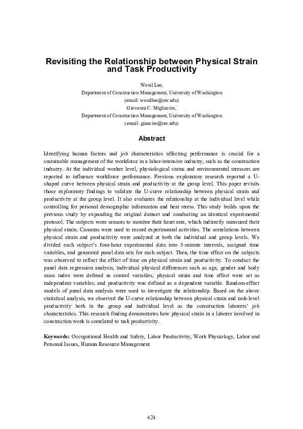 (PDF) Revisiting the Relationship between Physical Strain and Task Productivity