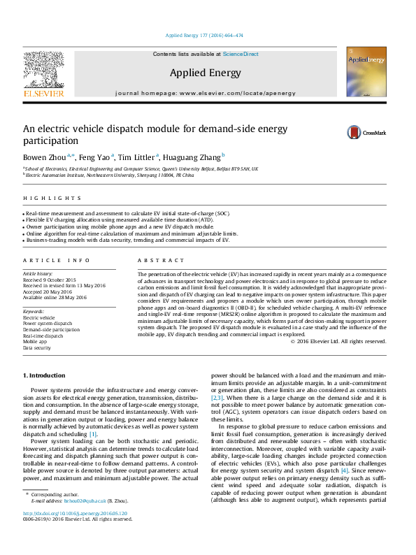 (PDF) An electric vehicle dispatch module for demand-side energy ...