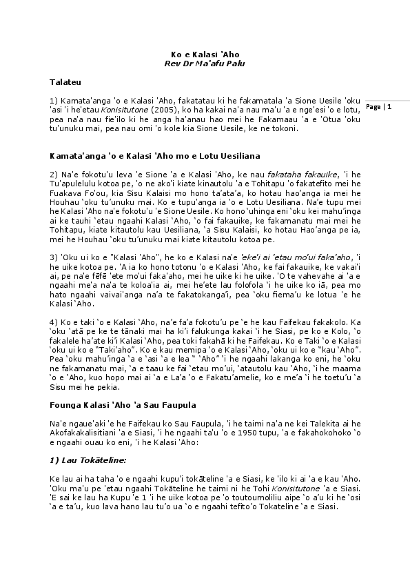 (PDF) Ko e Kalasi Aho